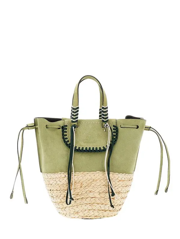 CUBA LAB Woven Raffia And Suede Leather Handbag - Multicolore