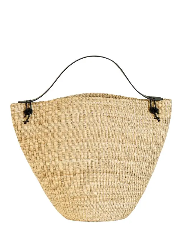 INES BRESSAND Large Bell Raffia Bag - Beige