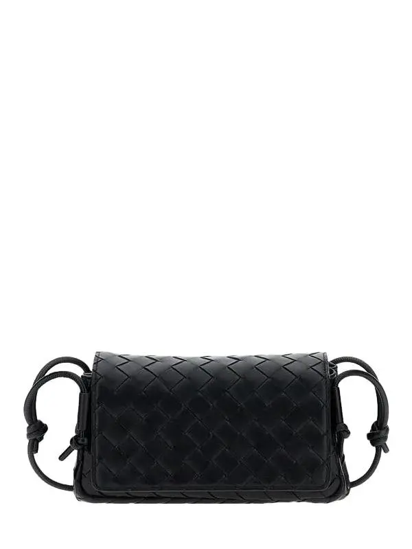 Bottega Veneta Intrecciato Leather Night Clutch - Black