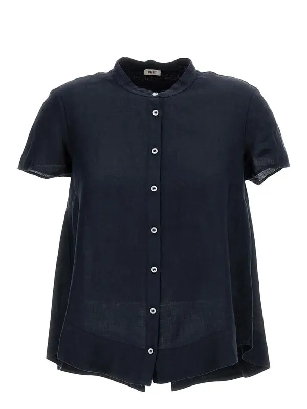 BIFFI Linen Short-sleeve Shirt - Blue
