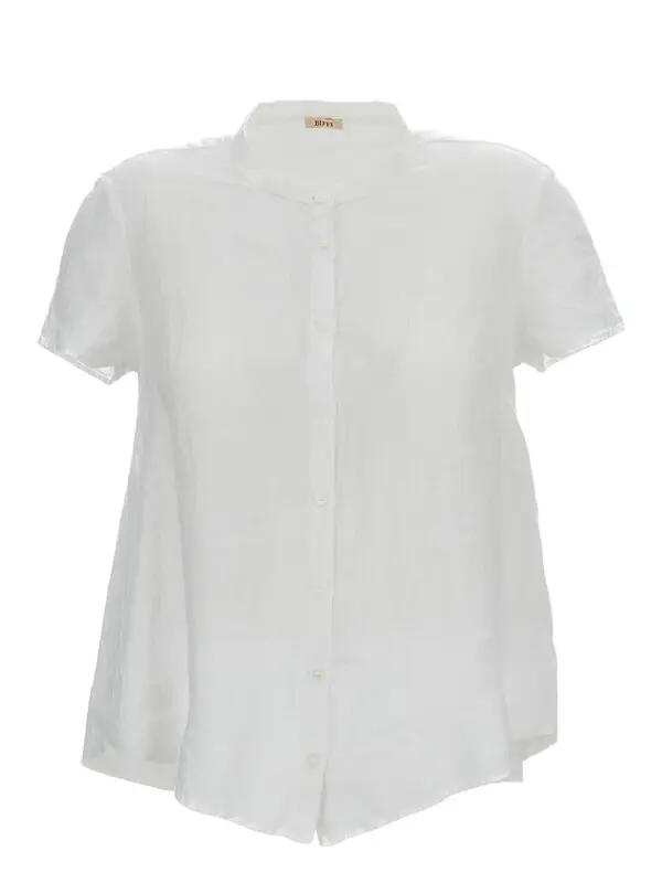 BIFFI Short-sleeve Linen Shirt - White
