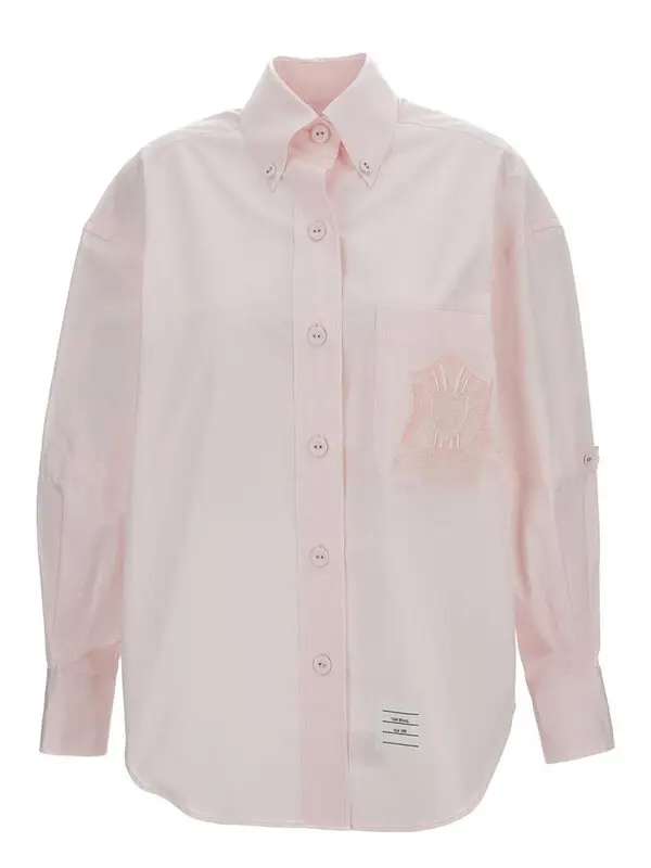 Thom Browne Oversized Oxford Cotton Shirt - Rose