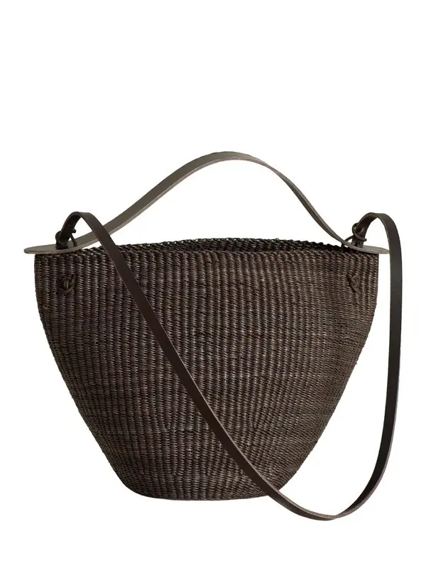 INES BRESSAND Medium Bell Raffia Bag - Brown