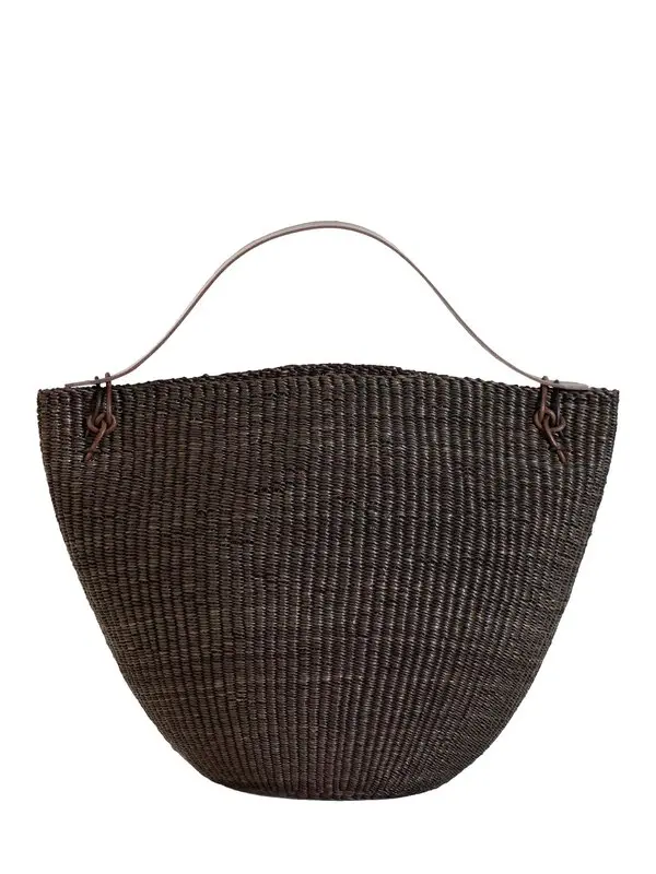 INES BRESSAND Large Bell Raffia Bag - Brown