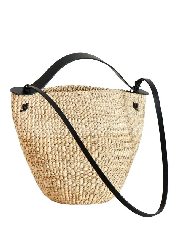 INES BRESSAND Medium Bell Raffia Bag - Beige