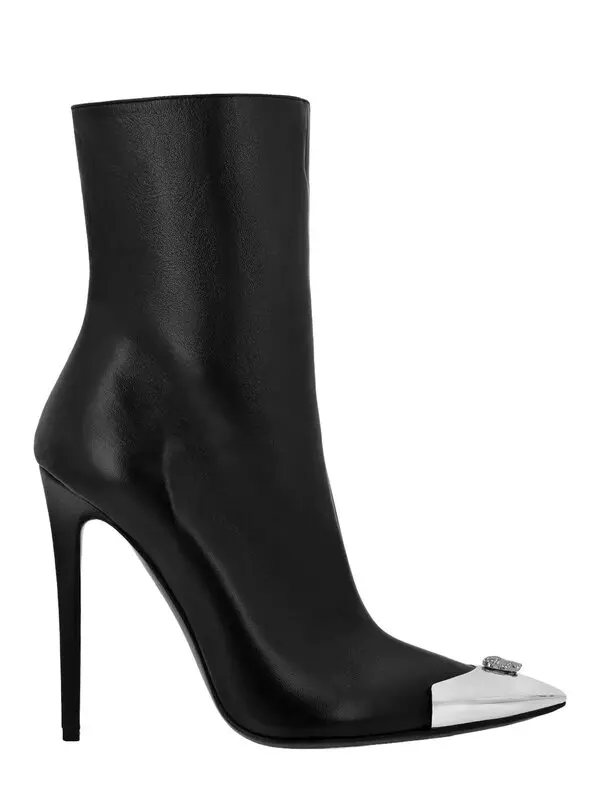Philipp Plein Leather Ankle Boots - Black
