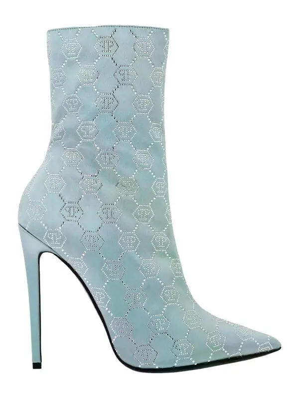 Philipp Plein 120mm Pointed-toe Ankle Boots - Blue