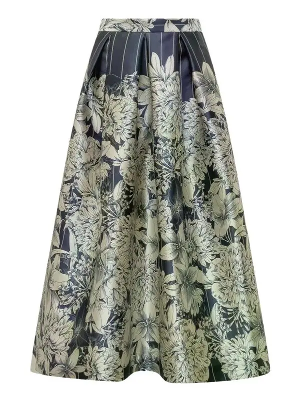 LUNATICA MILANO Floral Print Pleated Skirt - Blue