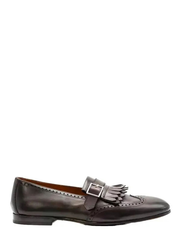 DOUCAL'S Buckled Fringed Monk Shoes - Brown