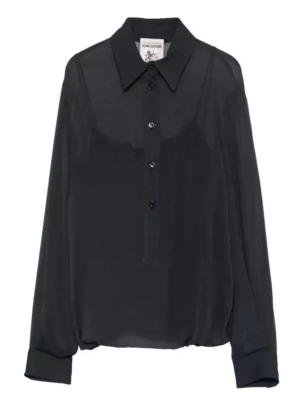SEMICOUTURE Buttoned Long-sleeve Top - Black