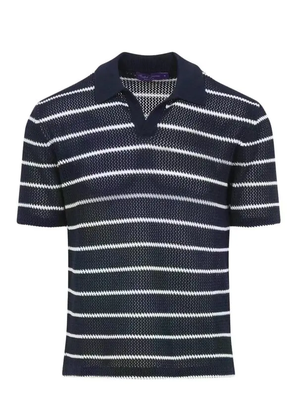 Ralph Lauren Purple Label Striped Knit T-shirt - Blue