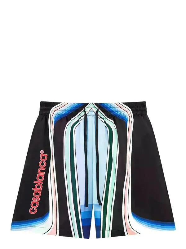 Casablanca Graphic Mountain Silk Shorts - Black