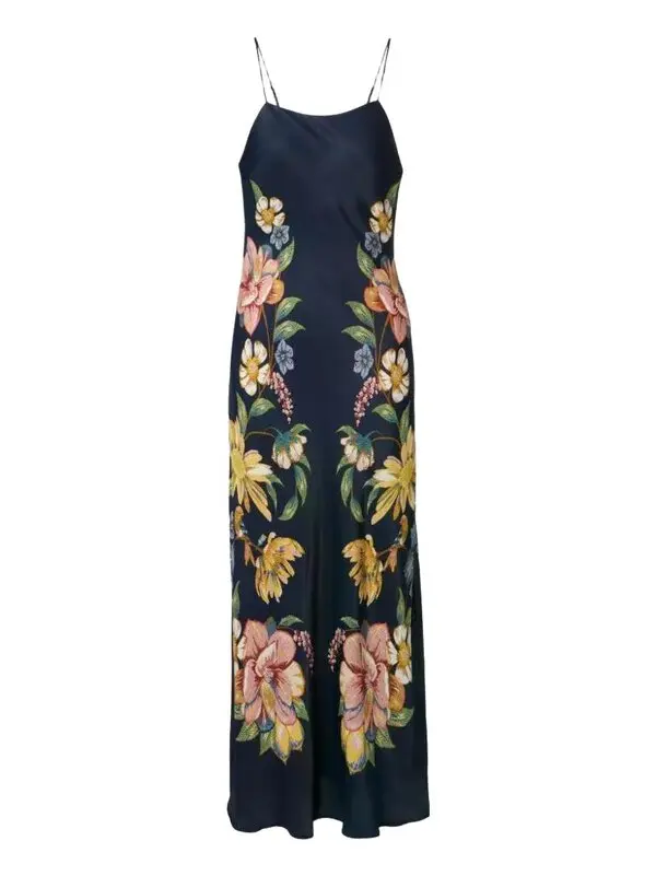 Farm Rio Maira Floral-print Maxi Dress - Blue