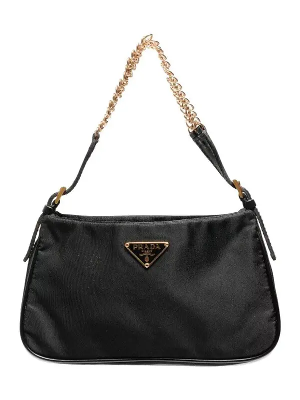 Prada 2000s Chain-detail Shoulder Bag - Black