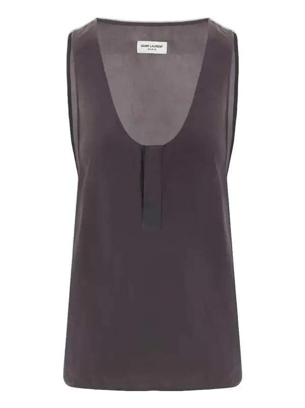 Saint Laurent Sleeveless Silk Top - Grey