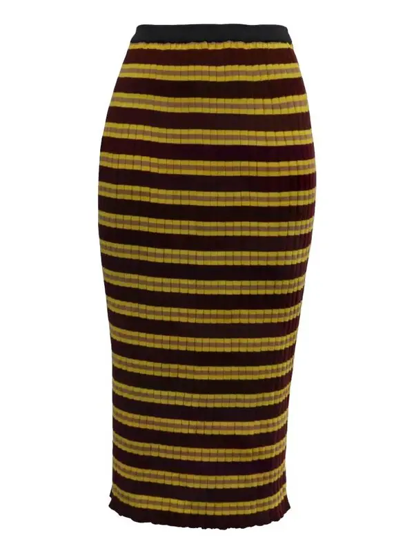 Marni Striped Ribbed-knit Midi Skirt - Red