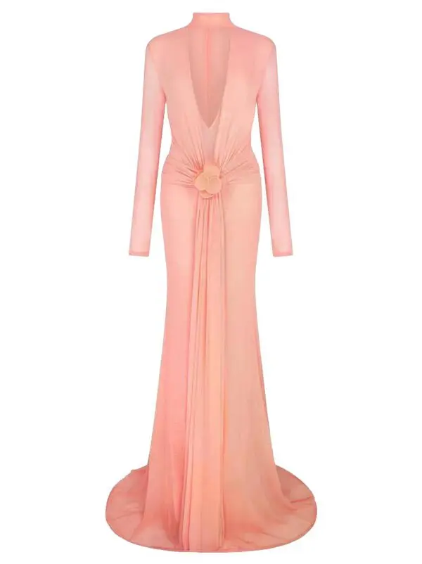 David Koma Lace Flower Gown - Pink