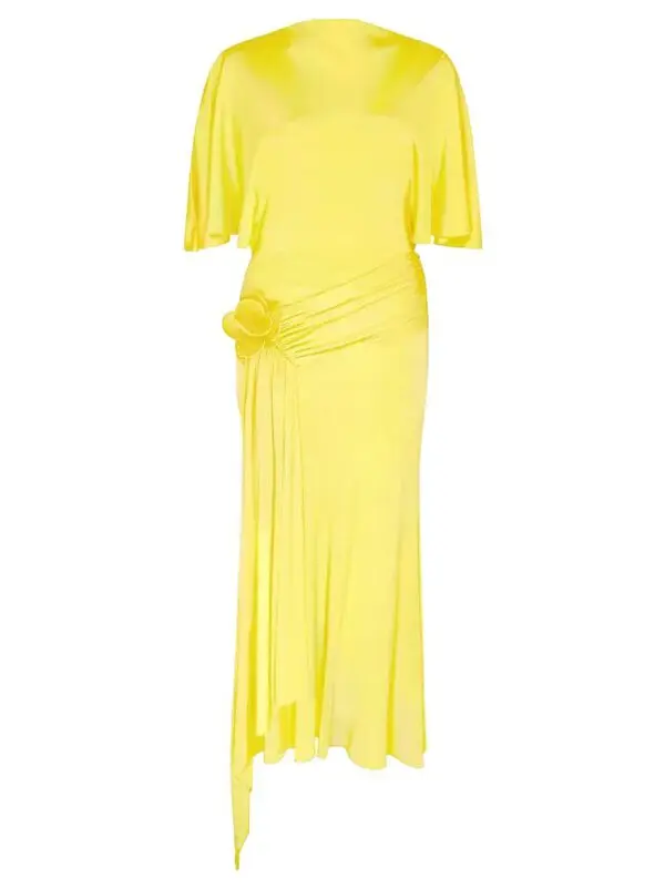 David Koma Draped Sleeve Midi Dress - Yellow