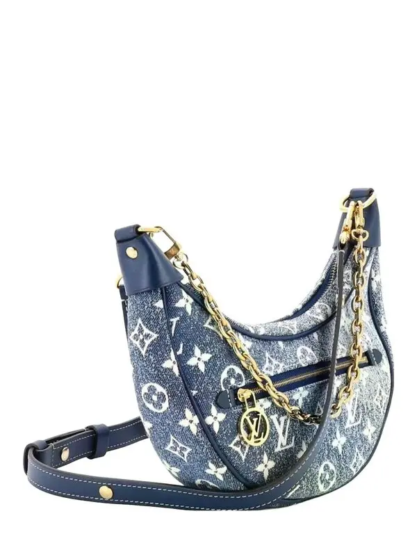 LOUIS VUITTON Loop Handbag Monogram Jacquard Denim Hobo Bag - Blue