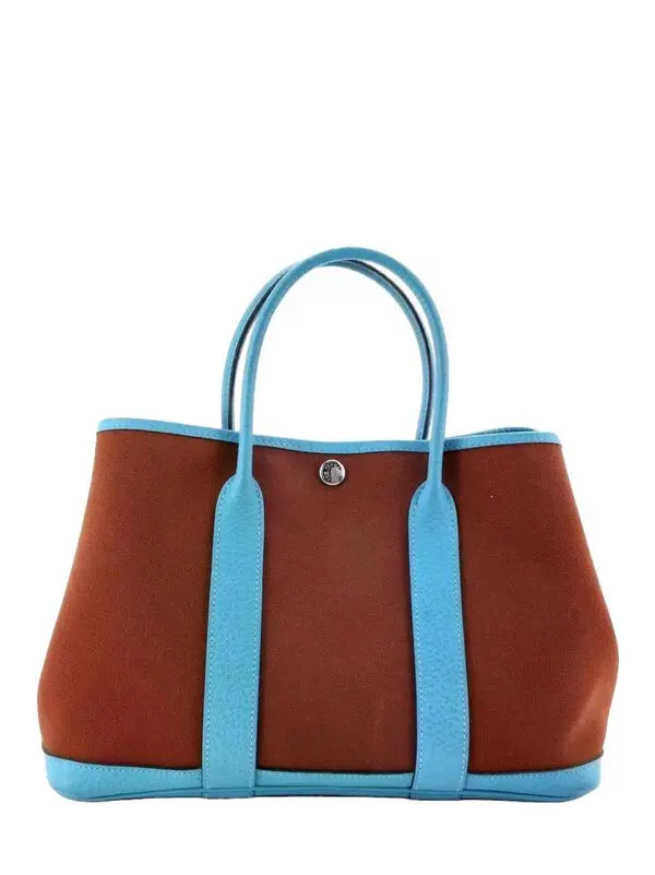 Hermès Garden Party Toile And Leather Tote Bag - Blue