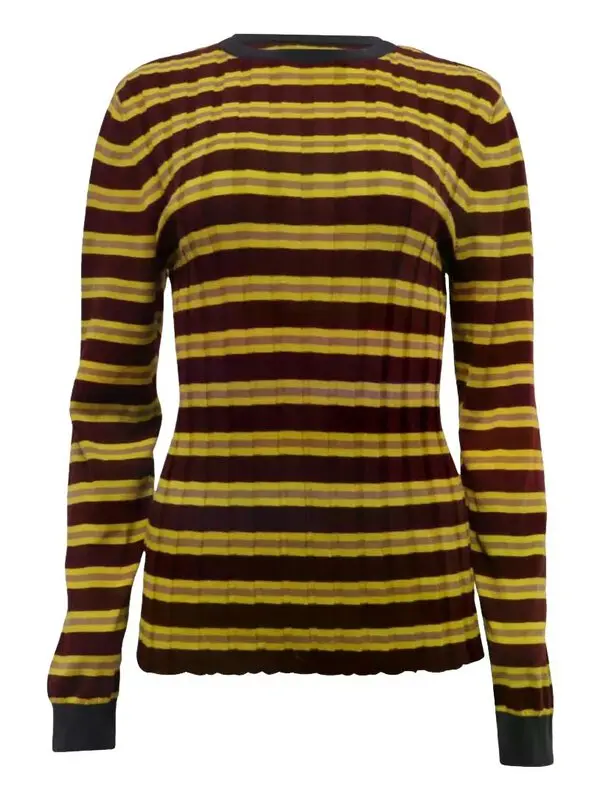 Marni Striped Ribbed-knit Cotton Sweater - Red