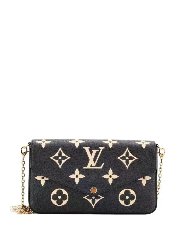 LOUIS VUITTON Felicie Pochette Bicolor Monogram Empreinte Giant Crossbody Bag - Black