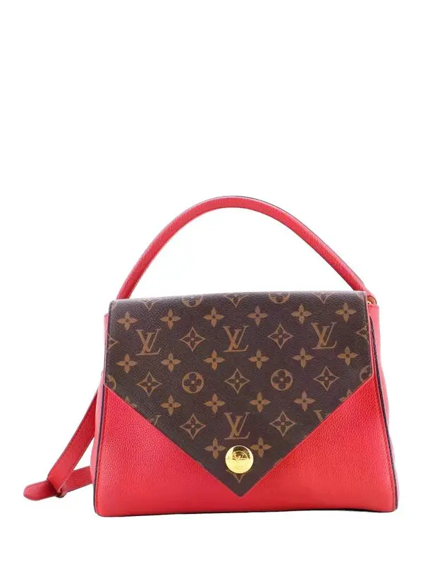 LOUIS VUITTON Double V Handbag Calfskin With Monogram Canvas - Red