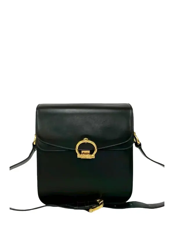 Celine Leather Horse Carriage Crossbody Bag - Black
