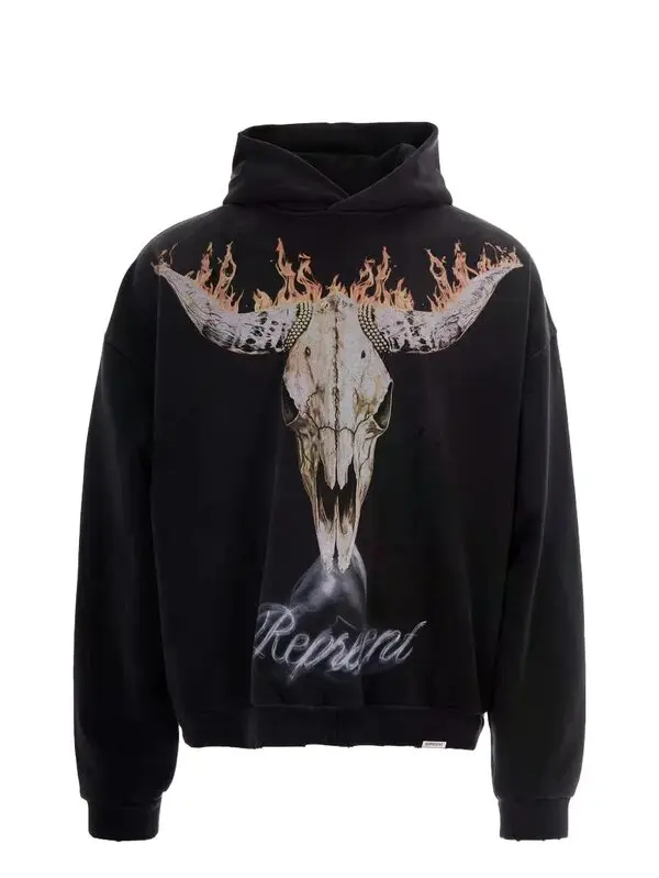 REPRESENT Print Hooded Sweatshirt - Black