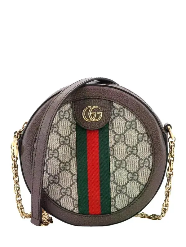 Gucci Ophidia Round Shoulder Bag Gg Coated Canvas Mini Crossbody - Brown
