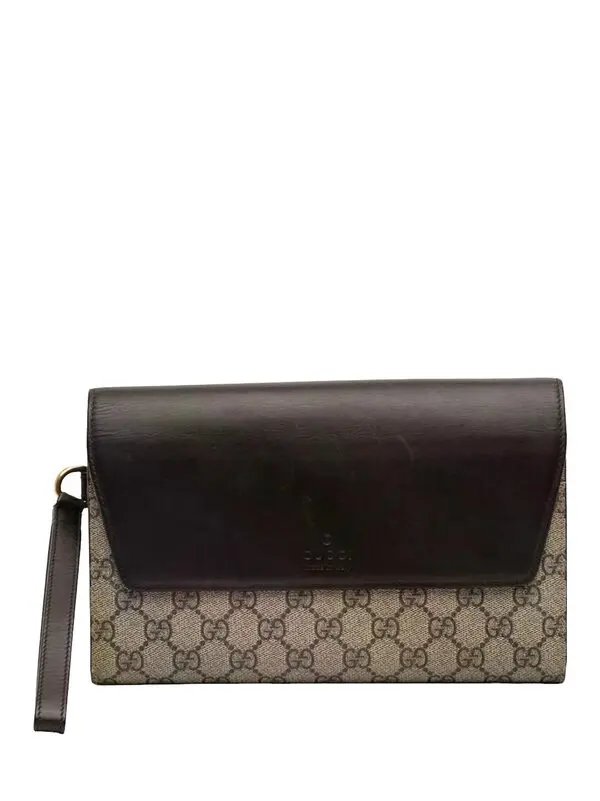 Gucci Gg Supreme Coated Canvas Clutch Bag - Brown