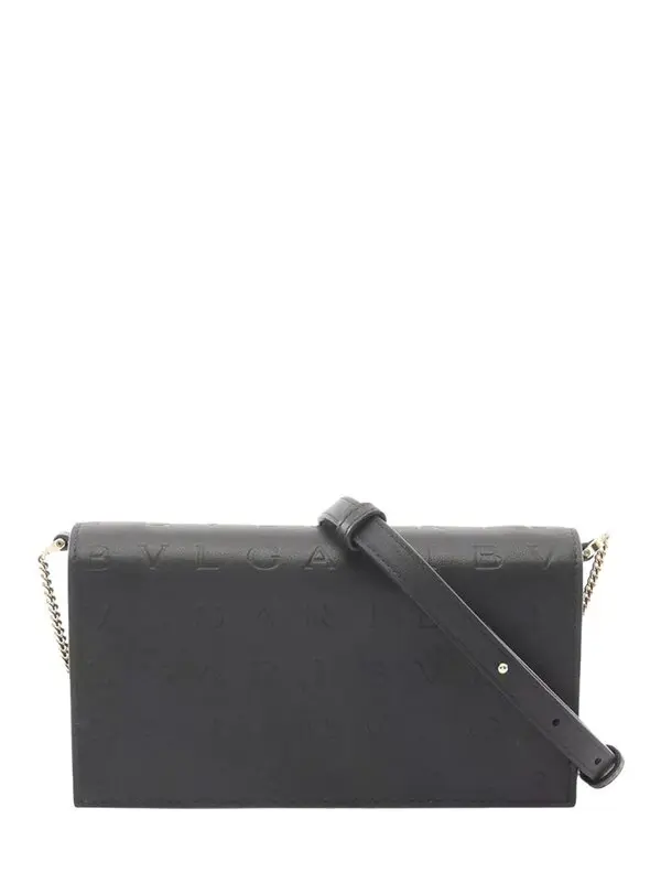 BVLGARI Calfskin Infinitum Chain Wallet Crossbody Bag - Black