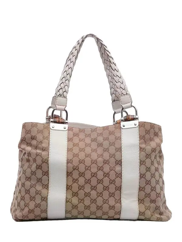 Gucci Gg Canvas Bamboo Libeccio Tote Bag - Brown