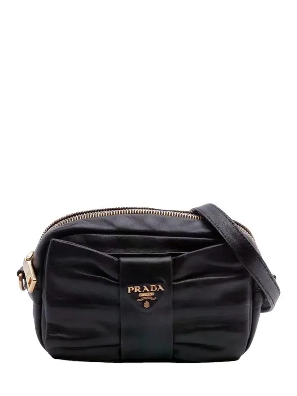 Prada Tessuto Fiocco Bow Crossbody Bag - Black