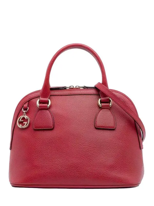 Gucci Calfskin Gg Charm Dome Satchel - Red
