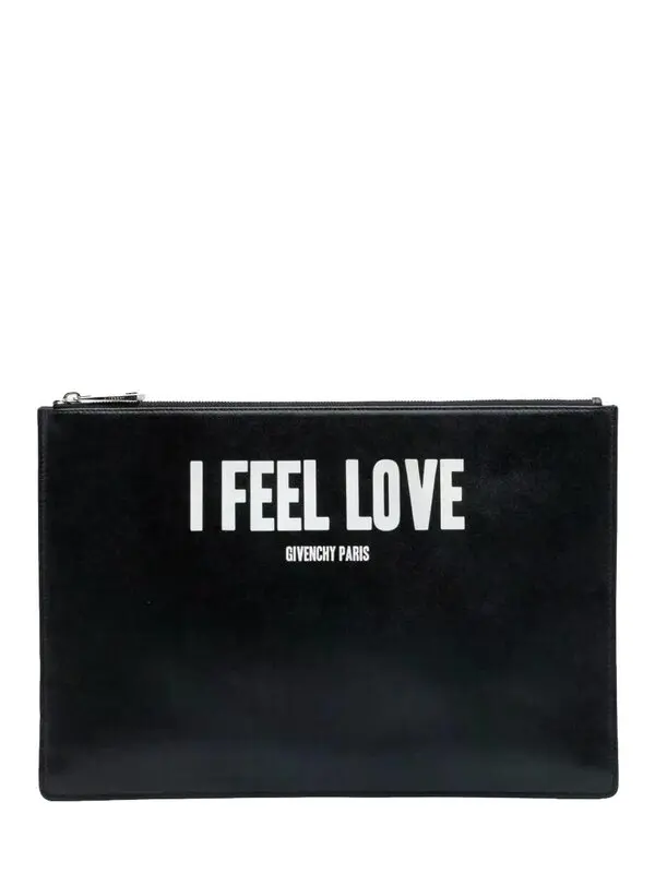 Givenchy 2015 Large Leather I Feel Love Clutch Bag - Black