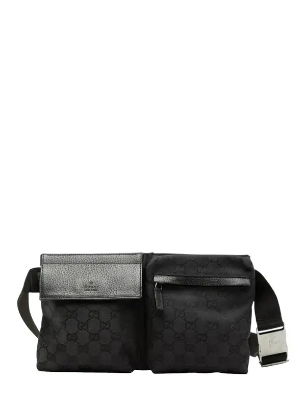 Gucci Gg Canvas Double Pocket Belt Bag - Black