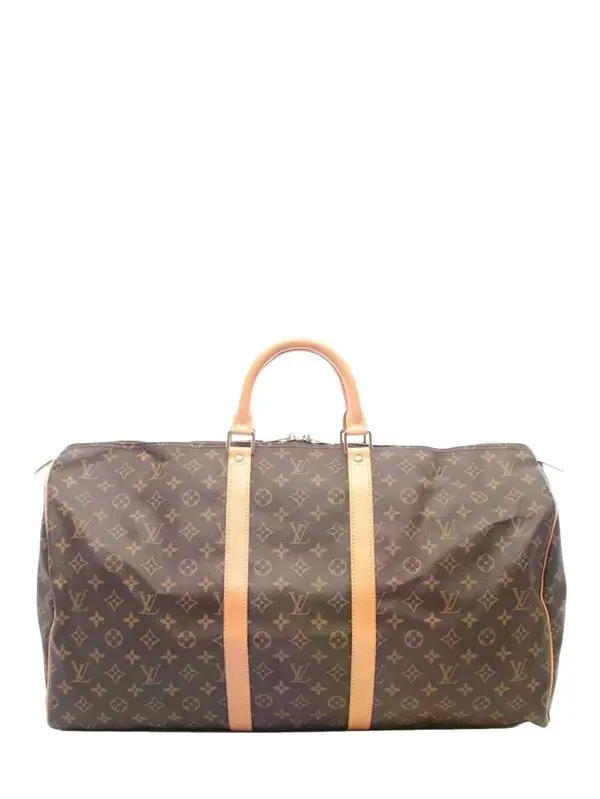 LOUIS VUITTON Monogram Keepall 55 Travel Bag - Brown