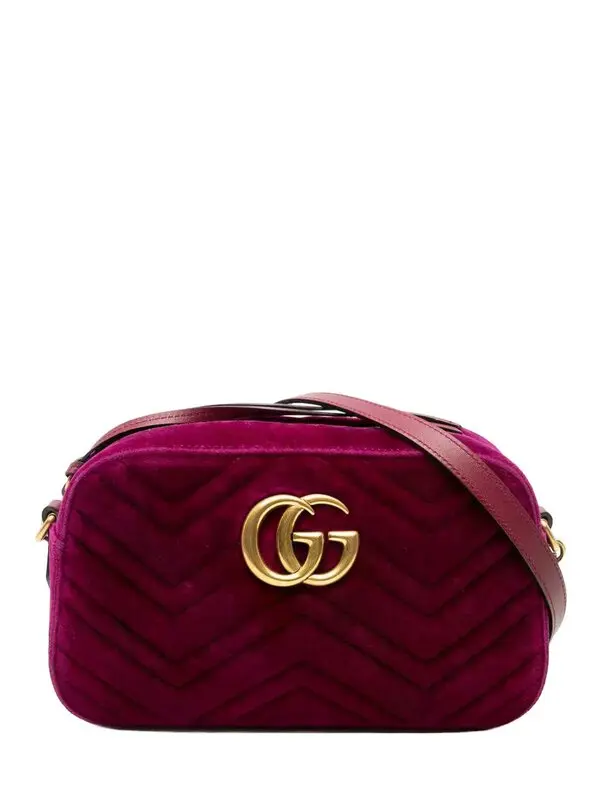 Gucci Gg Marmont Matelassé Velvet Crossbody Bag - Purple