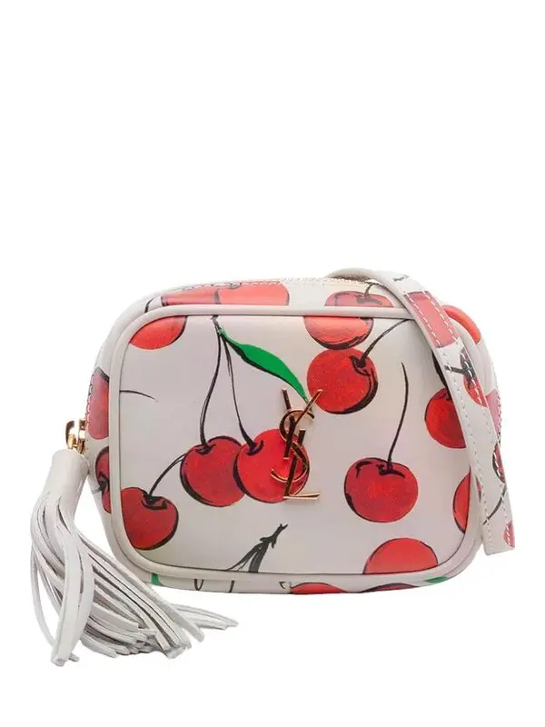 Saint Laurent Baby Calfskin Monogram Cherry Printed Lou Camera Bag - Red