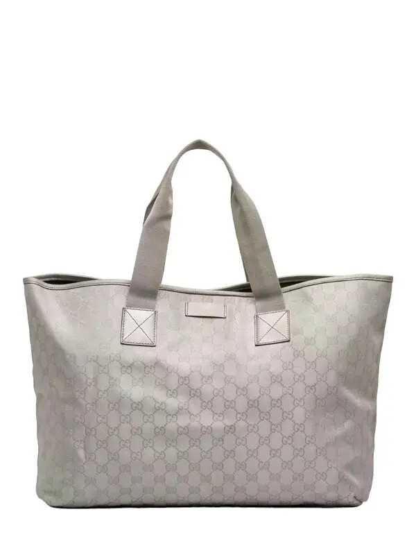 Gucci Gg Canvas Web Tote Bag - Grey