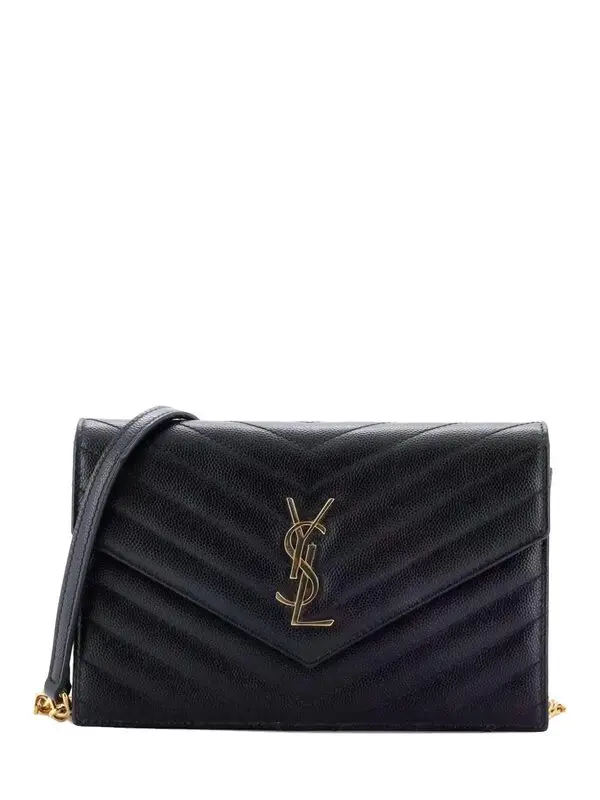 Saint Laurent Monogram Wallet On Chain Matelasse Chevron - Black