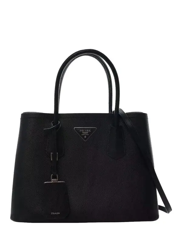 Prada Saffiano Cuir Double Satchel - Black