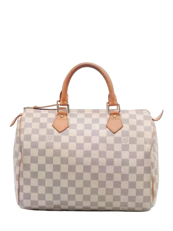 LOUIS VUITTON Damier Azur Speedy 30 Boston Bag - White