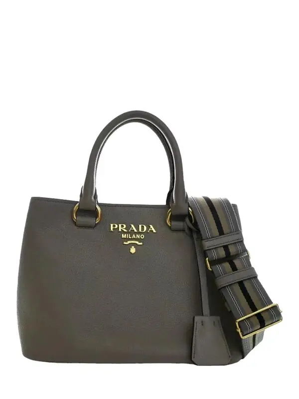 Prada Vitello Phenix Open Convertible Tote Satchel - Grey