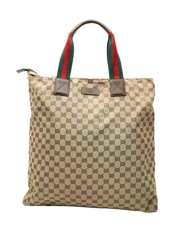 Gucci Gg Canvas Web Vertical Tote Bag - Brown