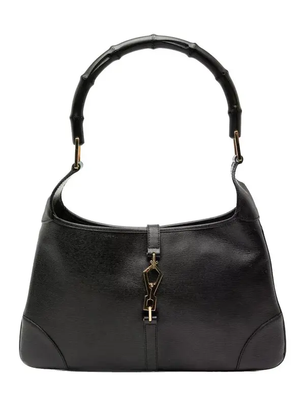 Gucci Calfskin Bamboo Jackie Hobo Bag - Black