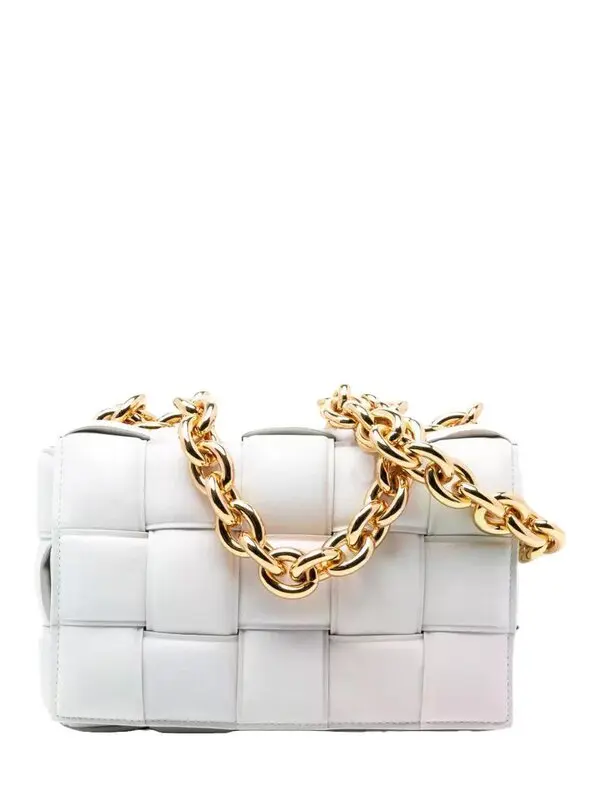 Bottega Veneta Nappa Intrecciato Padded Chain Cassette Satchel - White