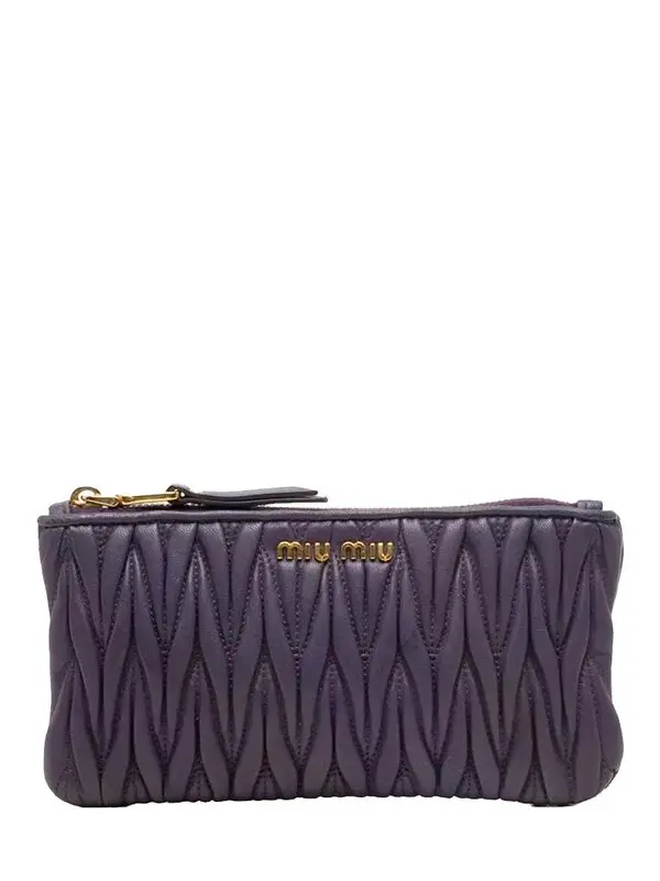 Miu Miu Matelassé Leather Pouch - Purple