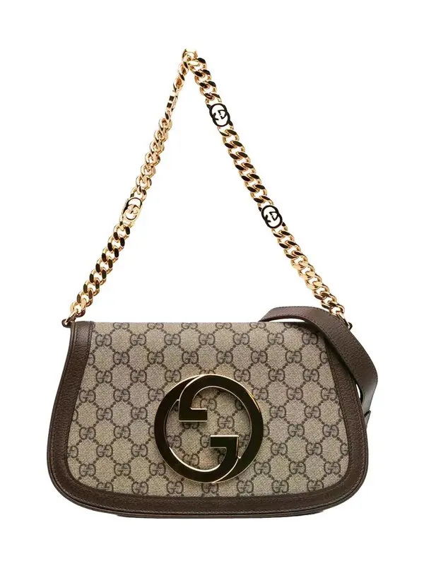 Gucci Gg Supreme Blondie Chain Satchel - Brown